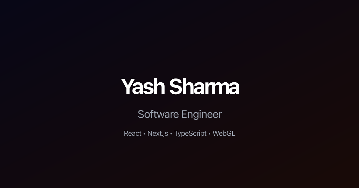 Yash Sharma | Software Engineer